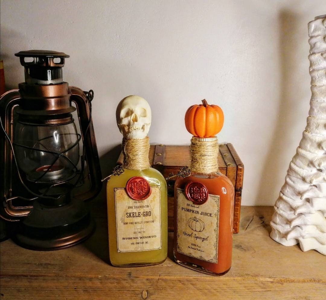 Witch Wizard Witchcraft Inspired Potion Set Pumpkin Juice Bone | Etsy