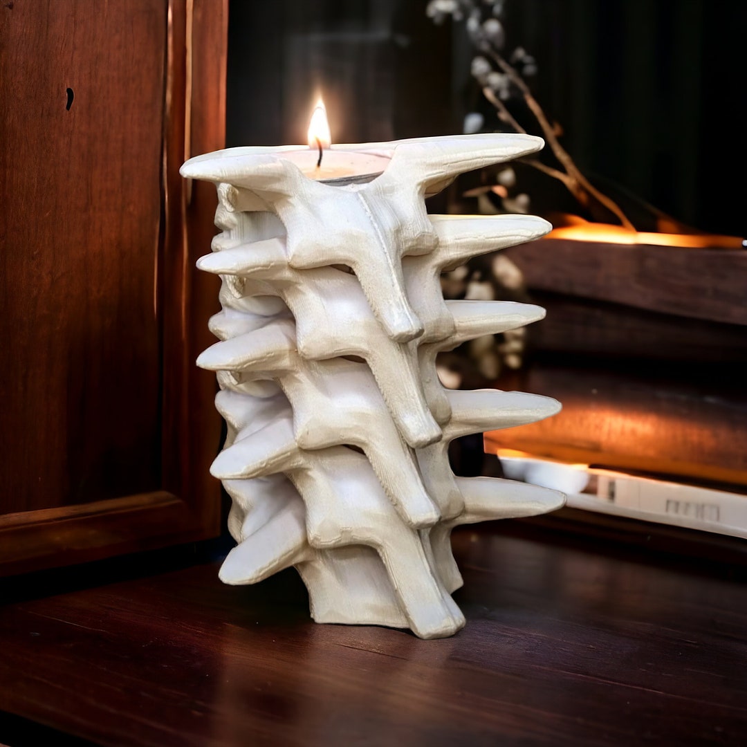 Gothic Spine Small Bone Candlestick Tea Light Holder Witchcraft Wizard ...