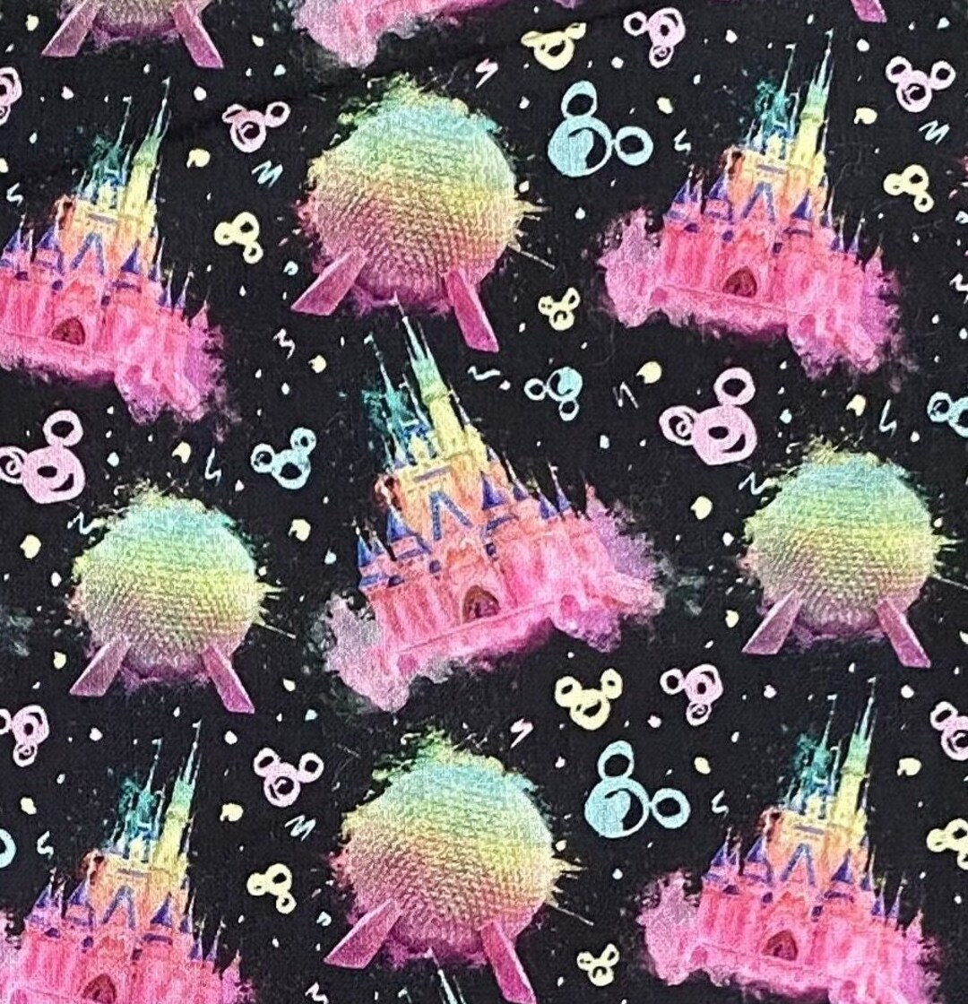 18x10 Disney Castle Fabric 100% Cotton Fabric Remnant Disney Pink ...