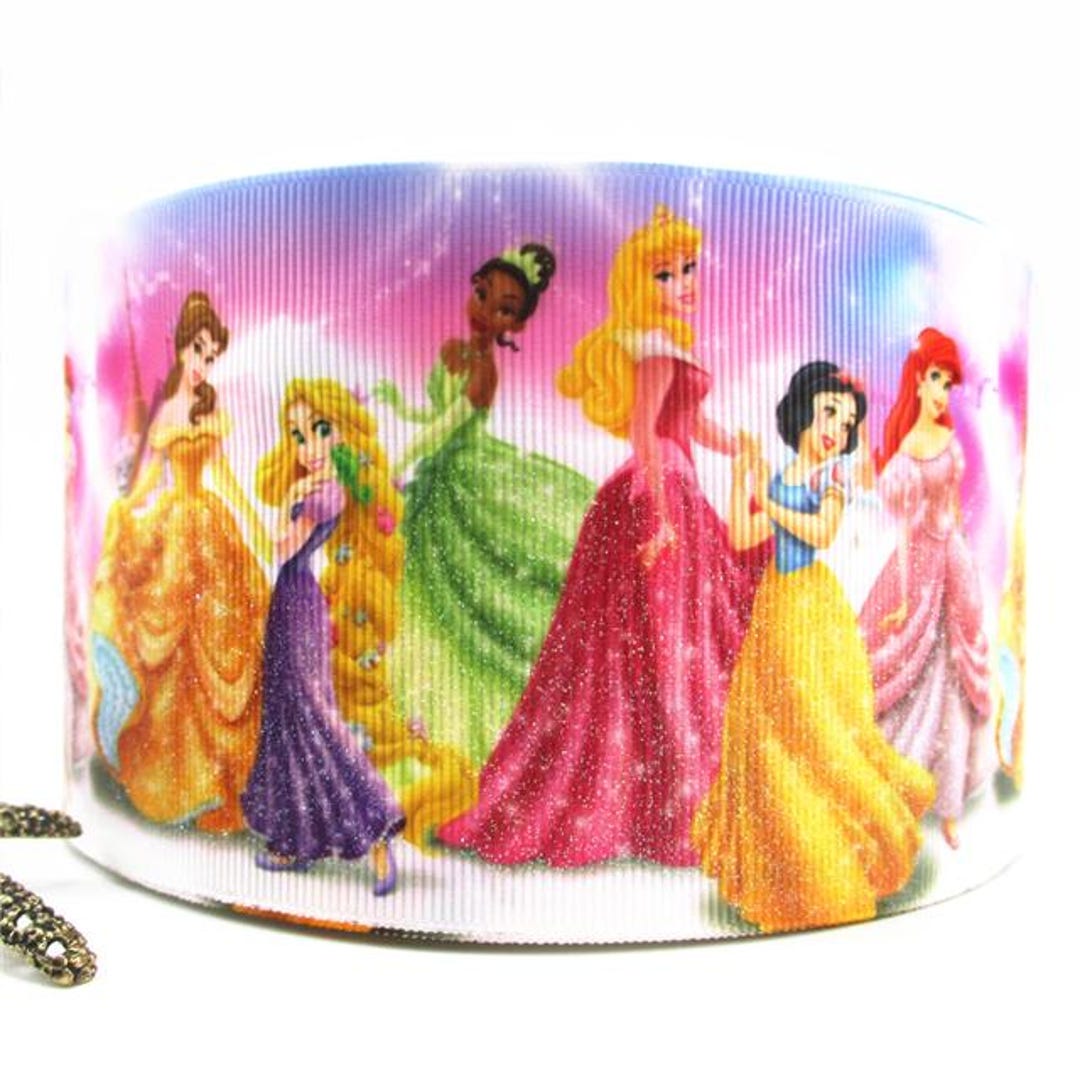 3 Glitter Disney Princess Ribbon High Quality Grosgrain Ribbon Belle ...