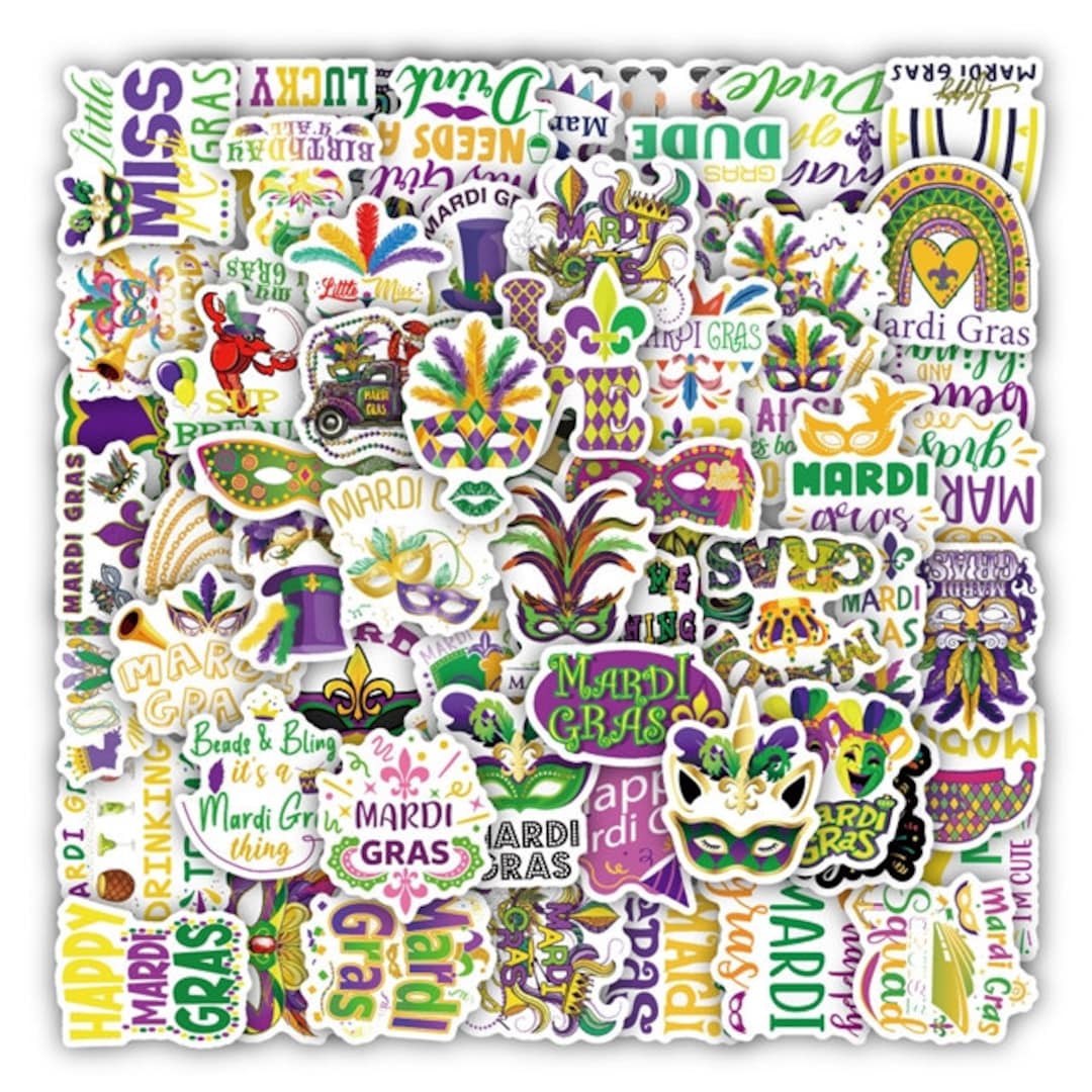 Mardi Gras Stickers Pack | Water Resistant | New Orleans Decoration ...