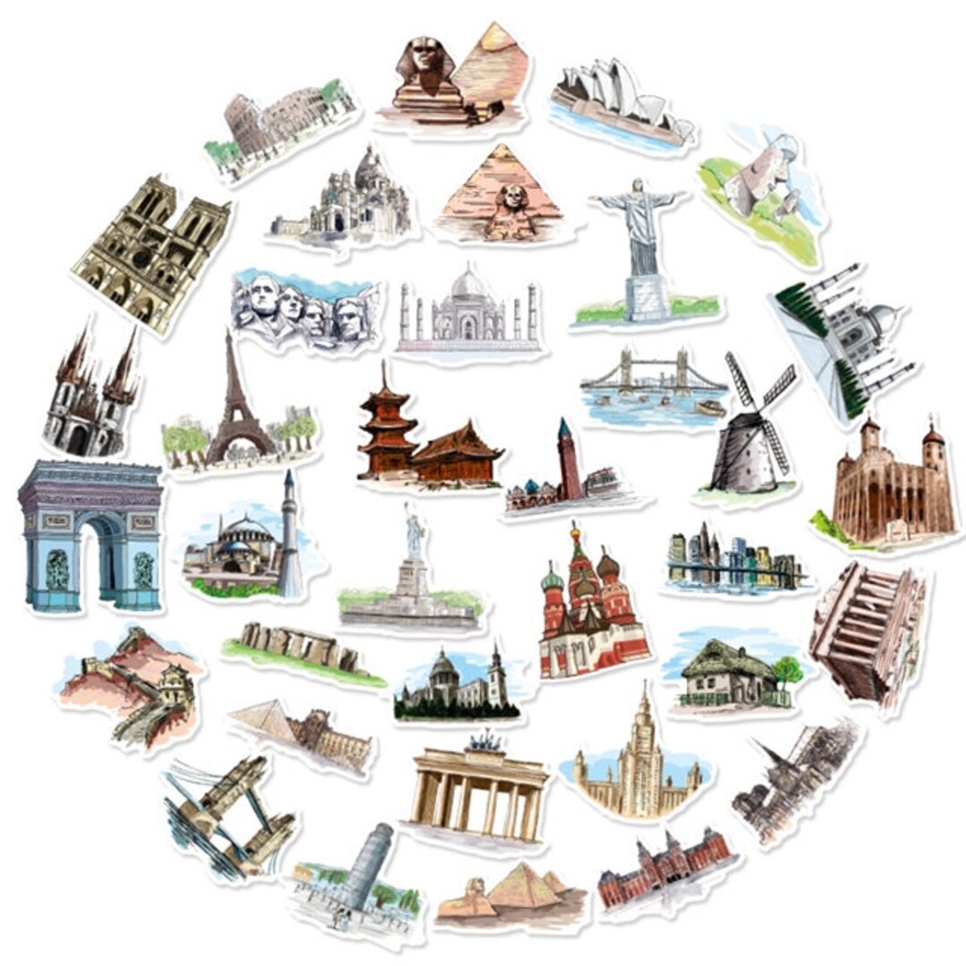 Famous Landmarks Sticker Pack | Water Resistant | London Paris Italy ...