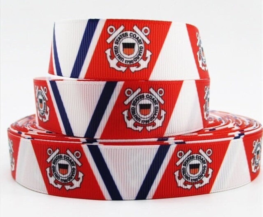 United States Coast Guard Ribbon 1" High Quality Grosgrain Ribbon by ...