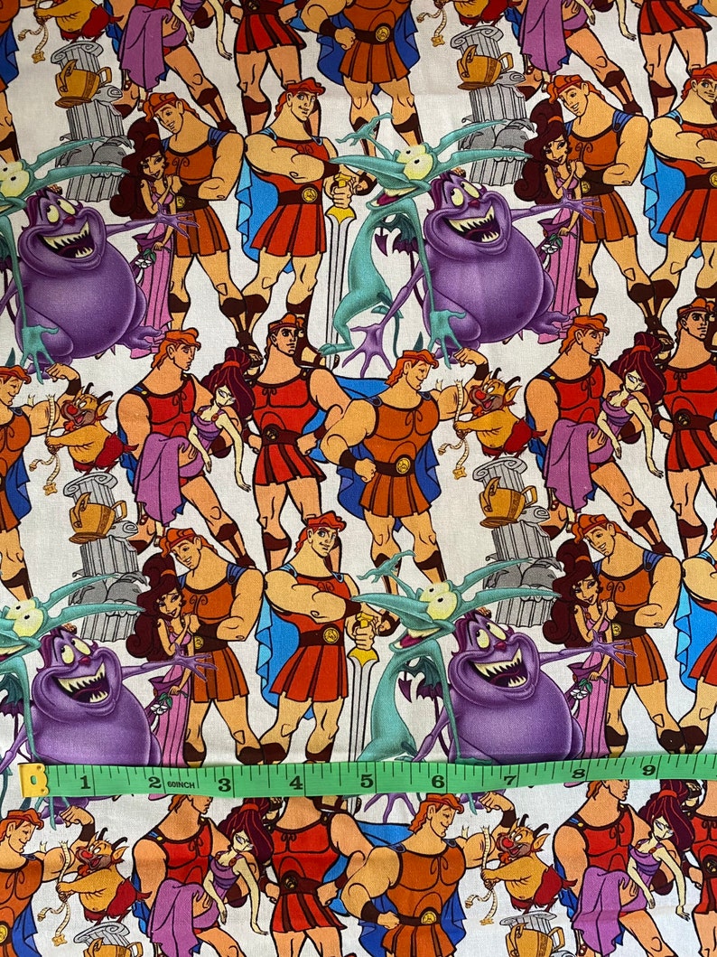 Disney Hercules Fabric Collage 100 Cotton Fabric Tumbler Fat Etsy
