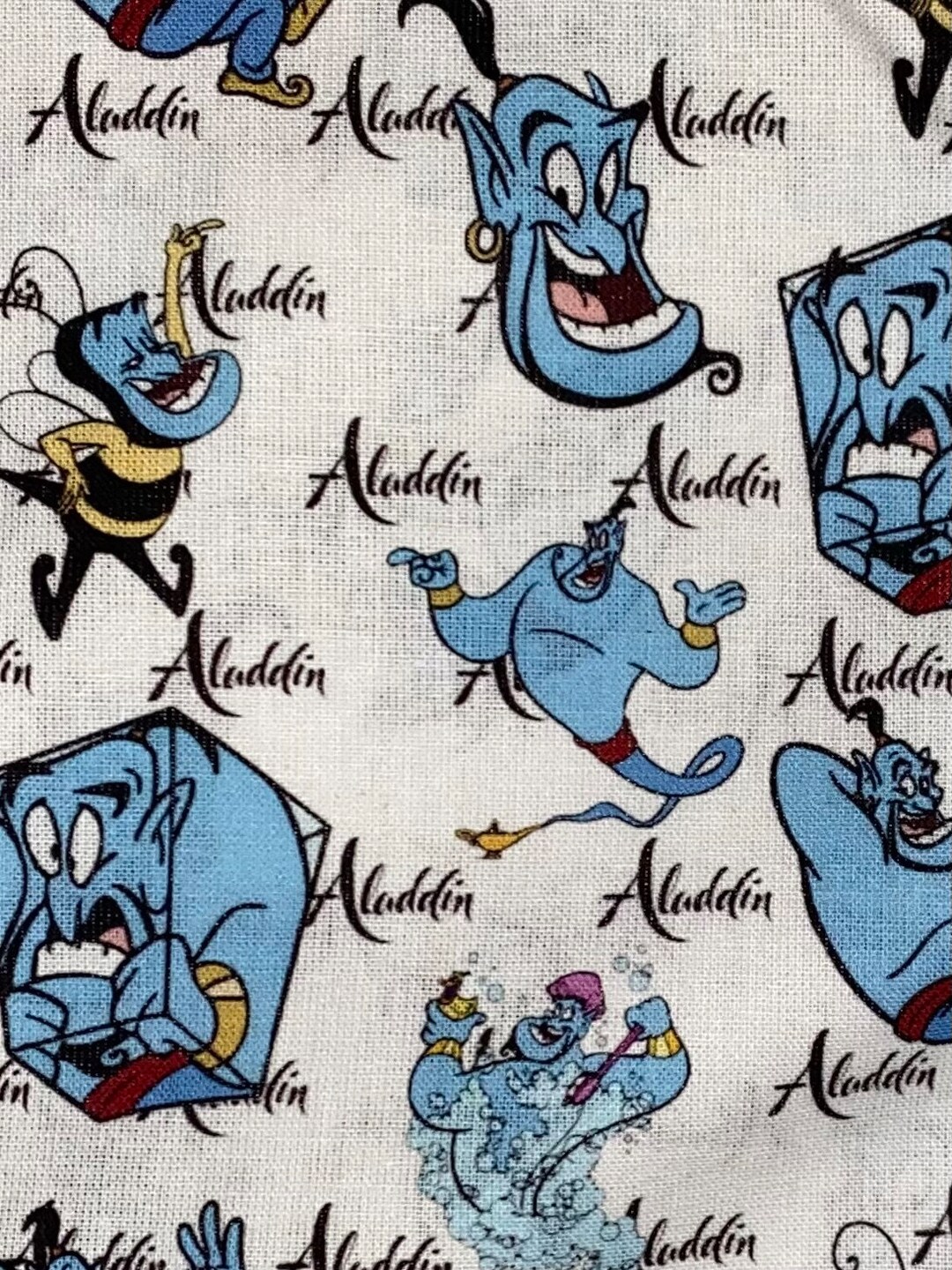 18x10 Disney Genie Fabric 100% Cotton Fabric Remnant Magic Lamp Aladdin ...