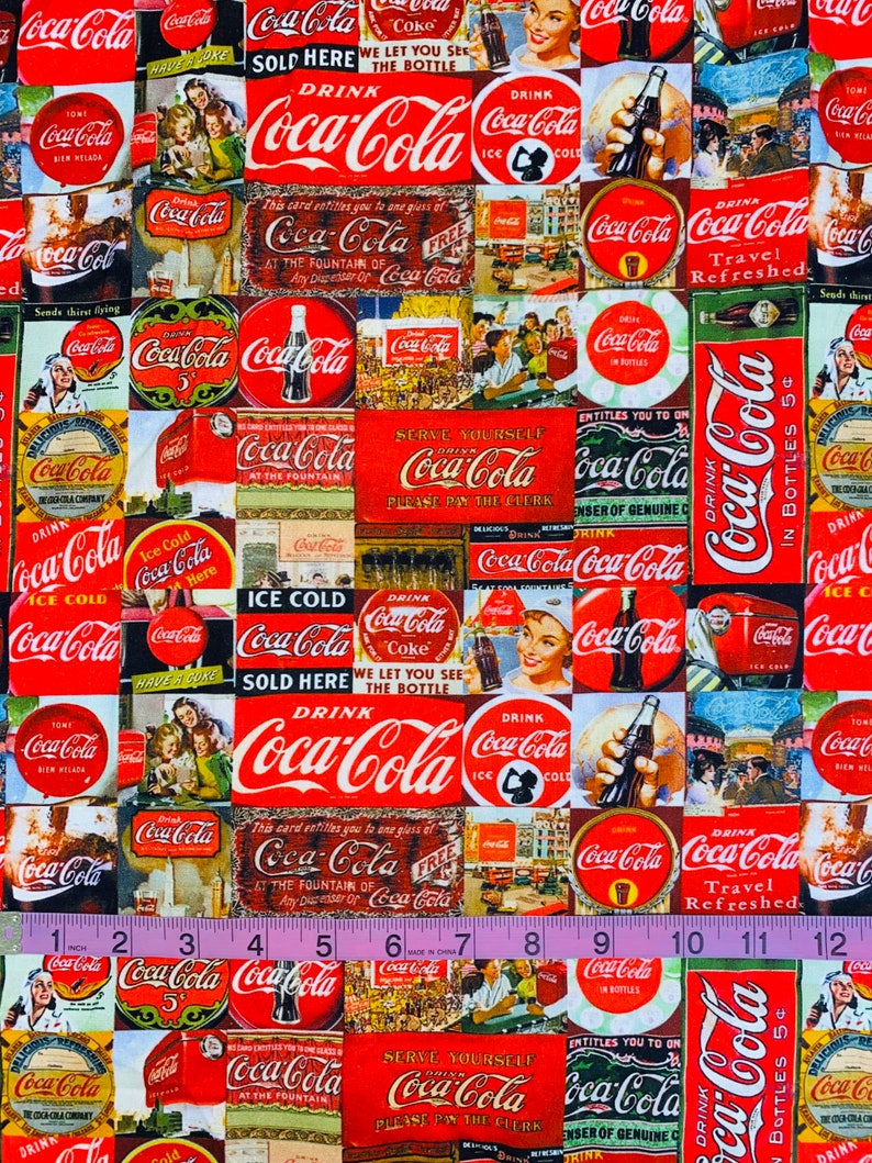 Coke Fabric 100% Cotton Fabric by the Yard Inspired by Vintage - Etsy