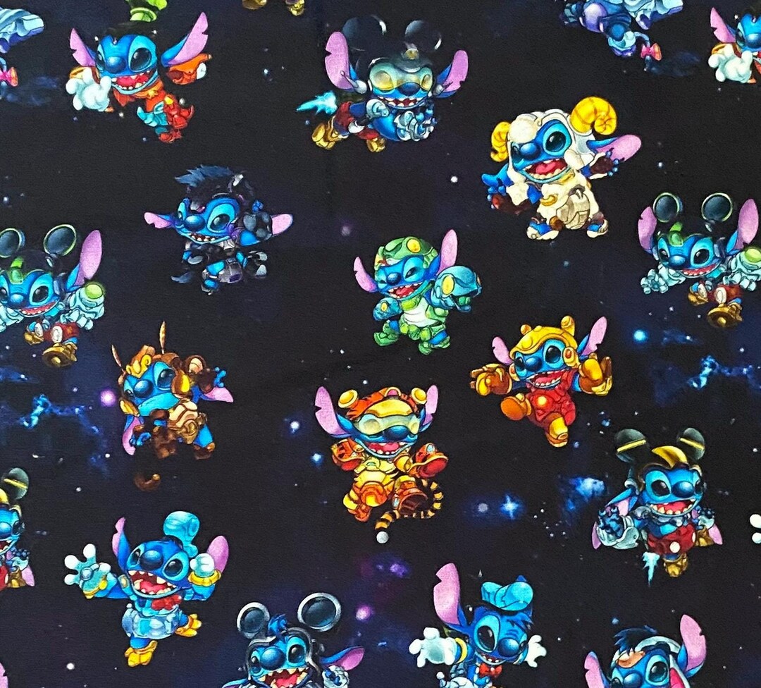 18" X 10" Disney Stitch Fabric 100% Cotton Fabric Remnant Lilo & Stitch ...