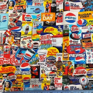 Pepsi Fabric 100% Cotton Fabric by the Yard Soda Pop Pepsi Cola Fabric ...