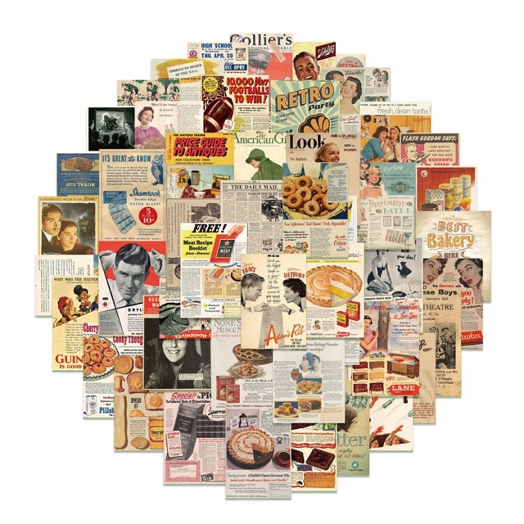 Vintage Magazine Stickers Pack | Water Resistant | Decoration ...