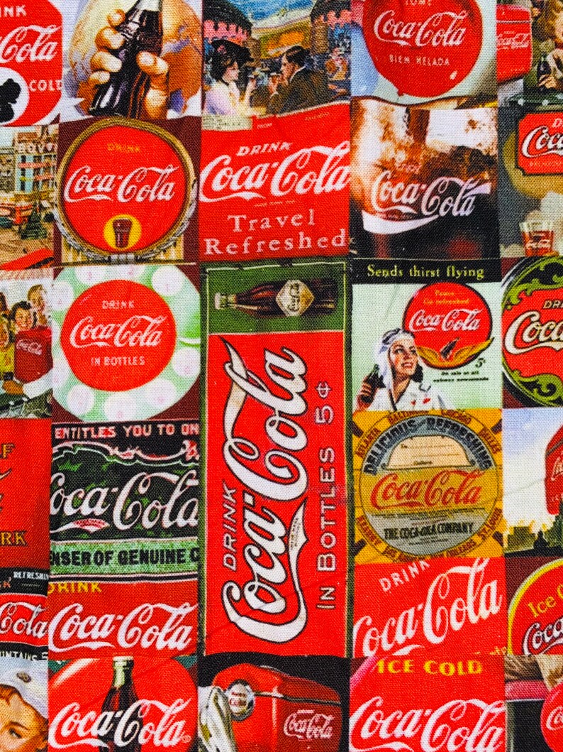 Coke Coca Cola Fabric 100% Cotton Fabric by the Yard Inspired - Etsy
