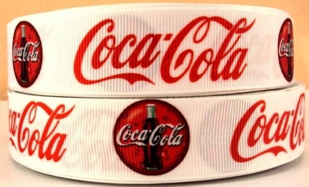 4" Coca Cola Ribbon High Quality Grosgrain Ribbon by the Yard White ...