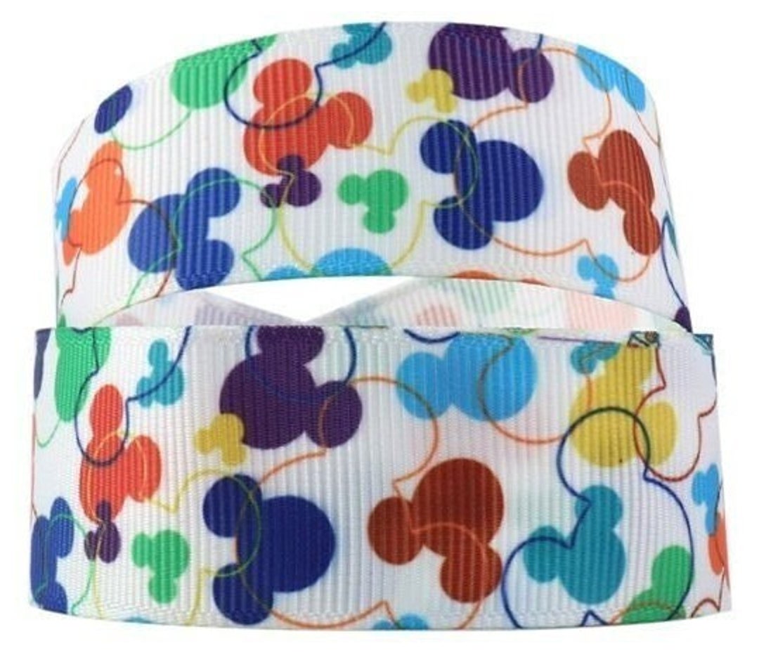 Disney Mickey Mouse Ribbon 1", 1.5", 2" and 3/8" High Quality Grosgrain ...
