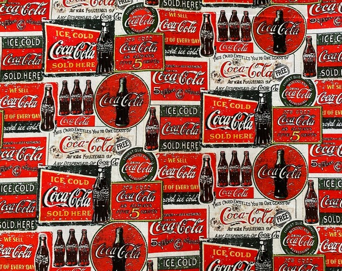 Coke Fabric 100% Cotton Fabric Coca-cola Fabric Fat Quarter Tumbler Cut ...
