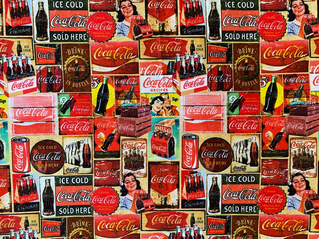 Coke Fabric 100% Cotton Fabric Coca-cola Fabric Fat Quarter - Etsy