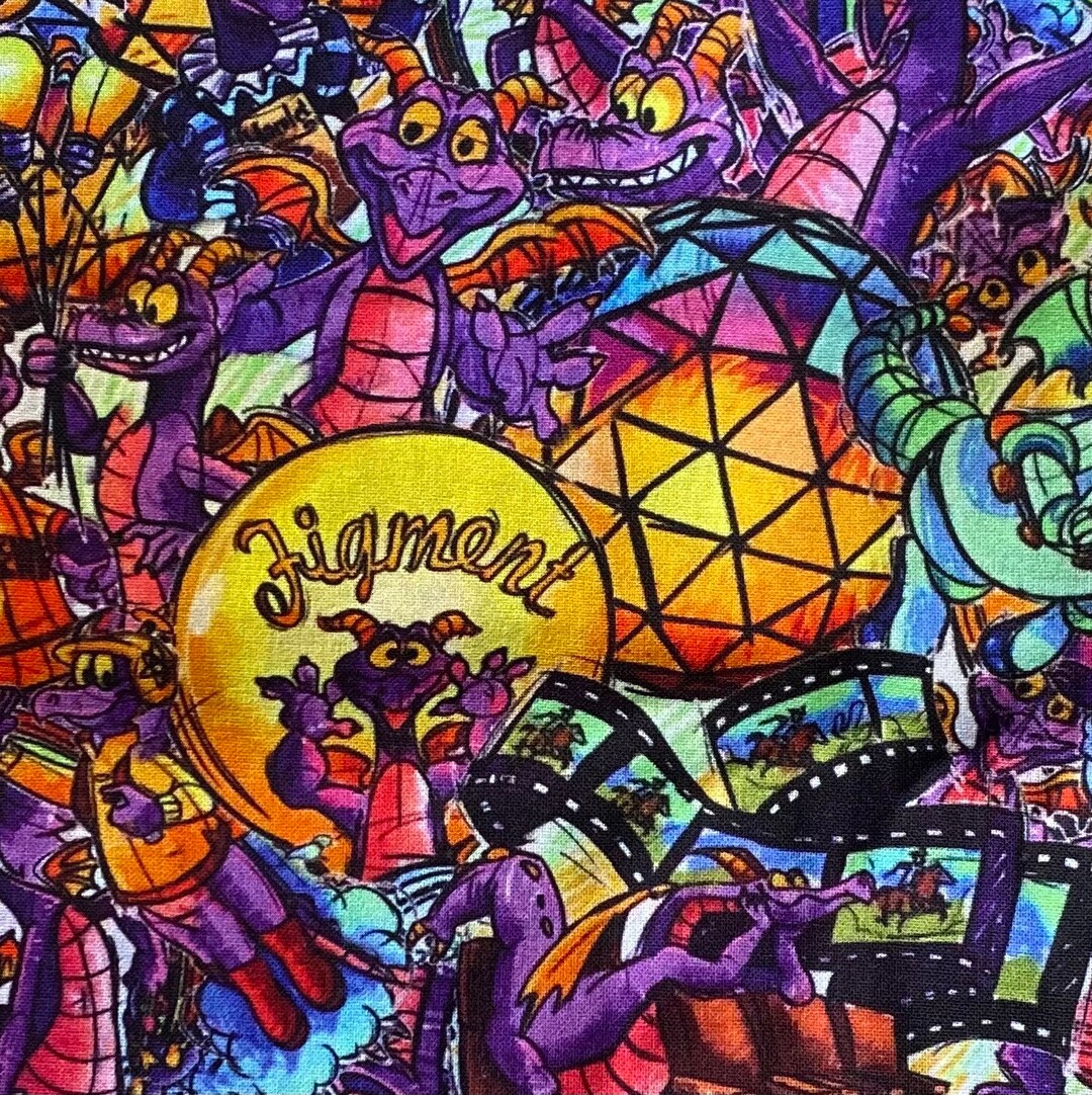 Disney Figment Fabric 100% Cotton Fabric by the Yard Disney Epcot ...