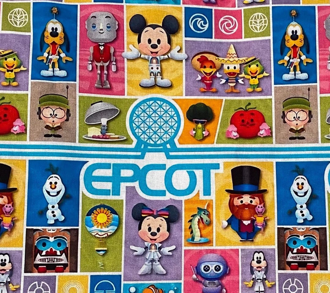 Disney Epcot Fabric 100 % Cotton Fabric Fat Quarters Fat Eighths ...