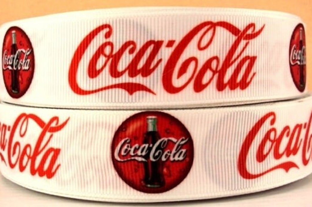 3" Coca Cola Ribbon High Quality Grosgrain Ribbon by the Yard White ...