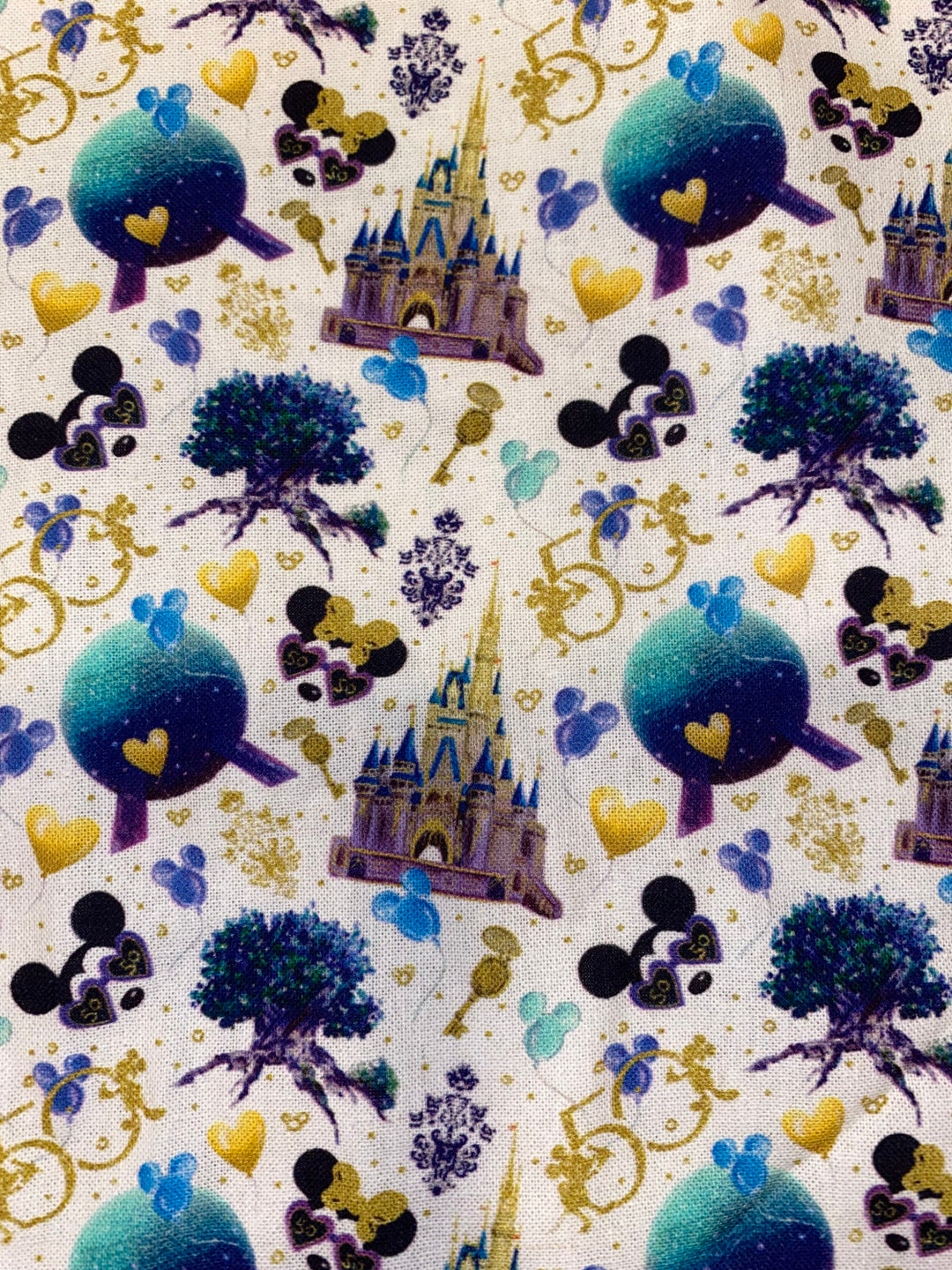 50th Anniversary Fabric Disney World Collage 100% Cotton Fabric by the ...