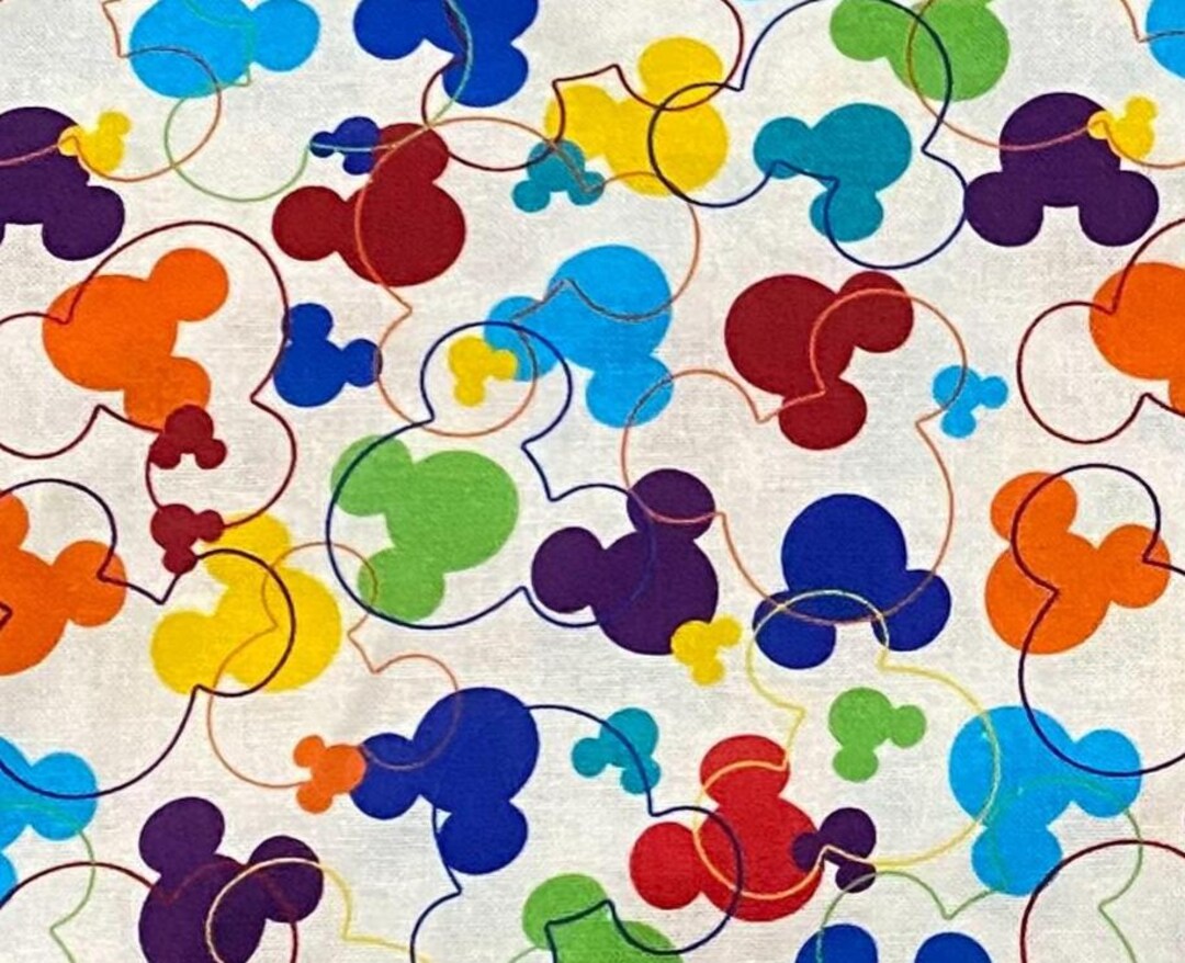Mickey Mouse Fabric 100% Cotton Fabric Fat Quarters Fat Eighths Tumbler ...