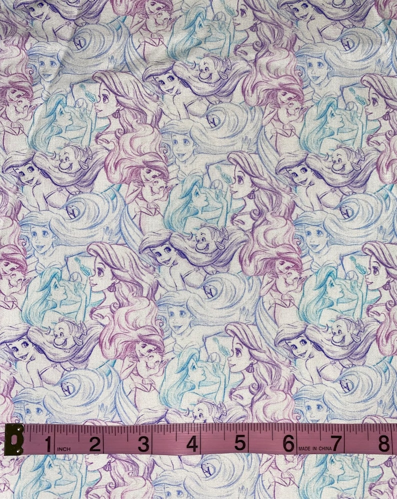 Disney Little Mermaid Fabric 100% Cotton Fabric by the Yard - Etsy