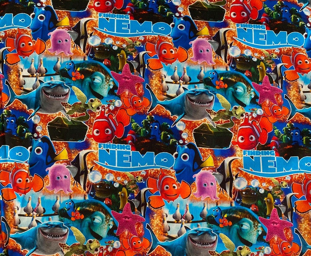 Disney Finding Nemo Fabric 100% Cotton Fabric Fat Quarter Tumbler Cut ...