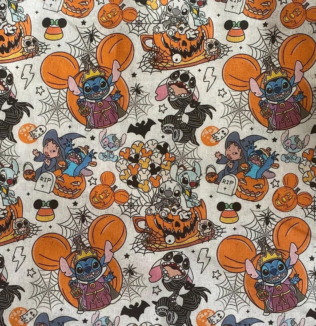 Disney Stitch Halloween Fabric 100% Cotton Fabric by the Yard Stitch ...