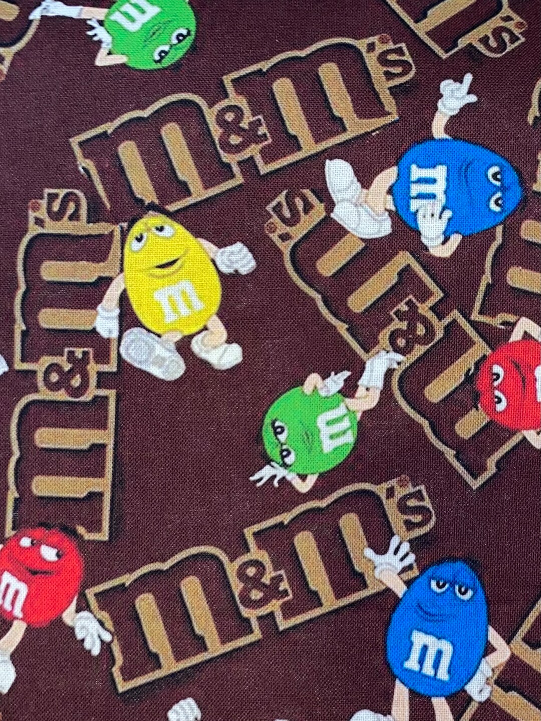 M&M Fabric Candy 100% Cotton Fabric Fat Quarter Tumbler Cut Chocolate ...