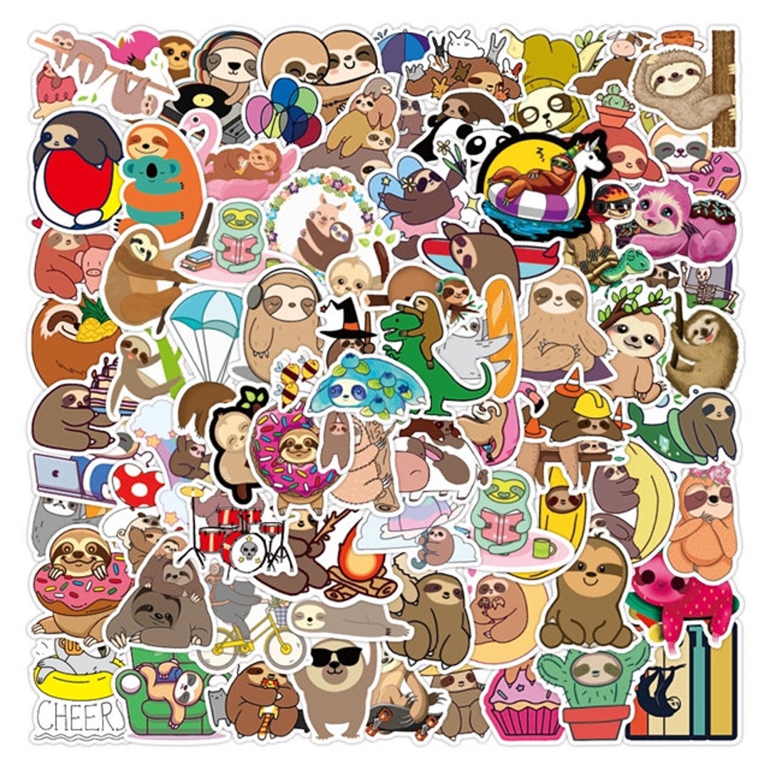 Sloths Stickers Pack Water Resistant Laptop Stickers Water Bottle