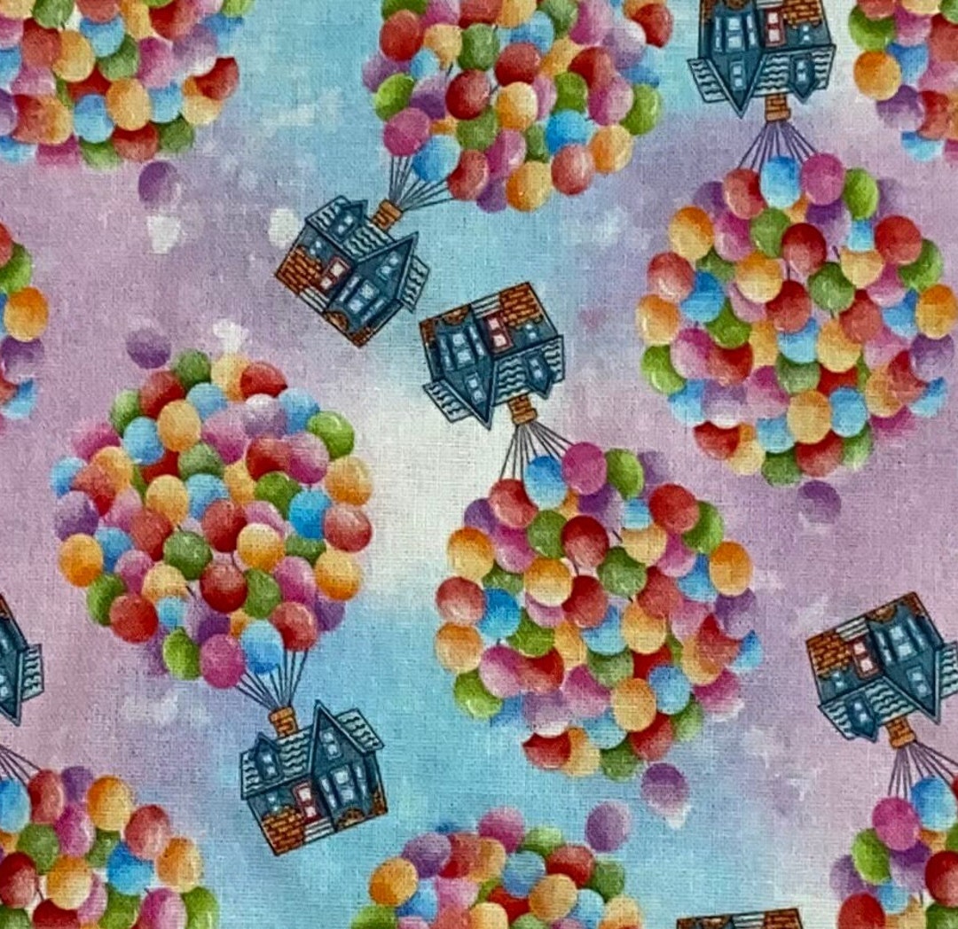 Disney UP Fabric 100 % Cotton Fabric Fat Quarter Tumbler Cut Balloons ...