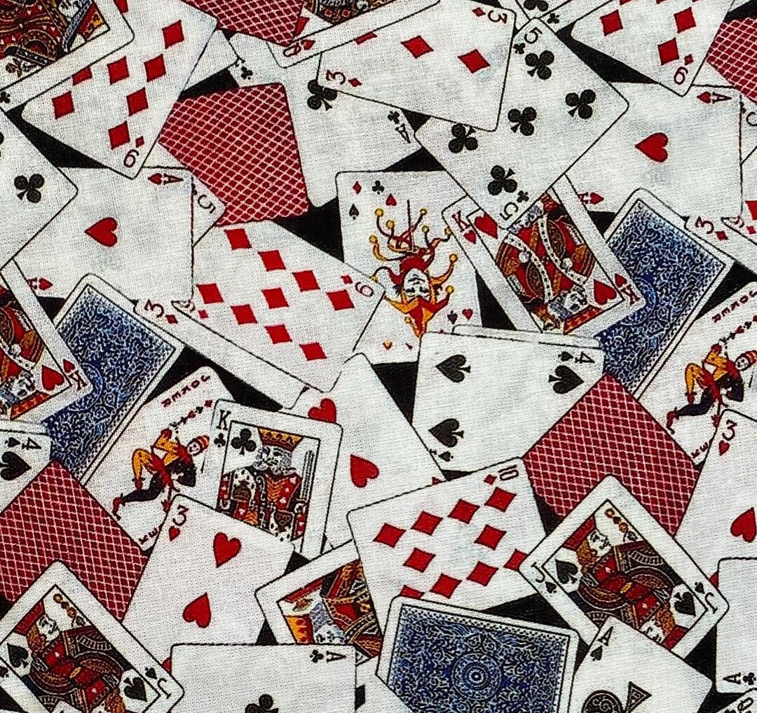 18" X 10" Remnant Poker Cards Fabric 100% Cotton Fabric Playing Cards ...