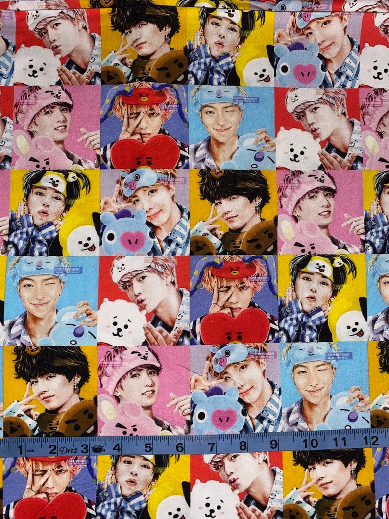 BTS Fabric 100% Cotton Fabric by the Yard Bangtan KPOP Group - Etsy Canada