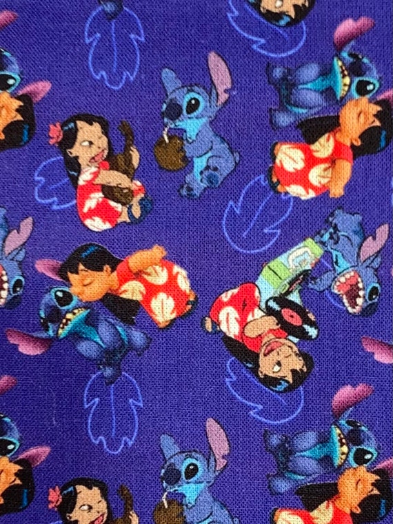 Disney Lilo Stitch Fabric 100 Cotton Fabric by the Yard Lilo Fabric Dark Blue Background Etsy Australia