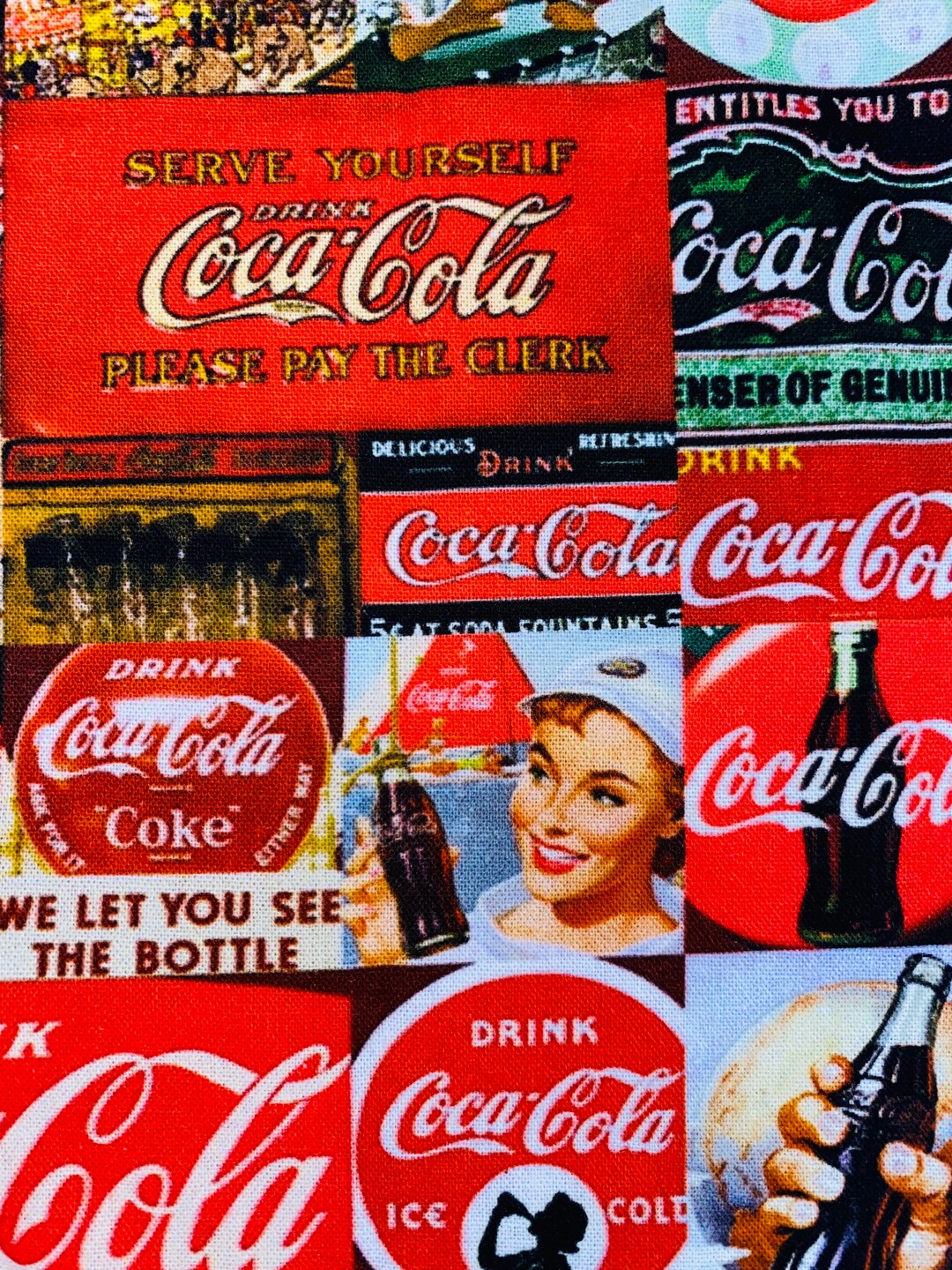 Coke Fabric 100 Cotton Fabric by the Yard Inspired by Vintage Coke Coca Cola Fabric Etsy Australia