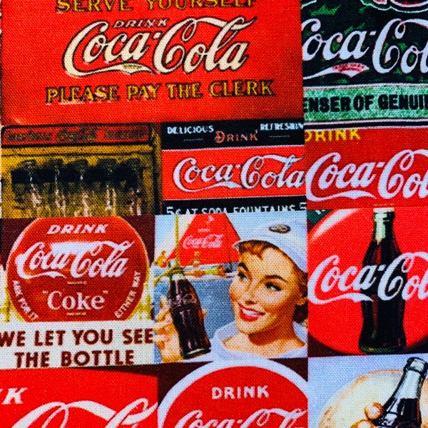 Coca Cola Cotton Fabric - Etsy