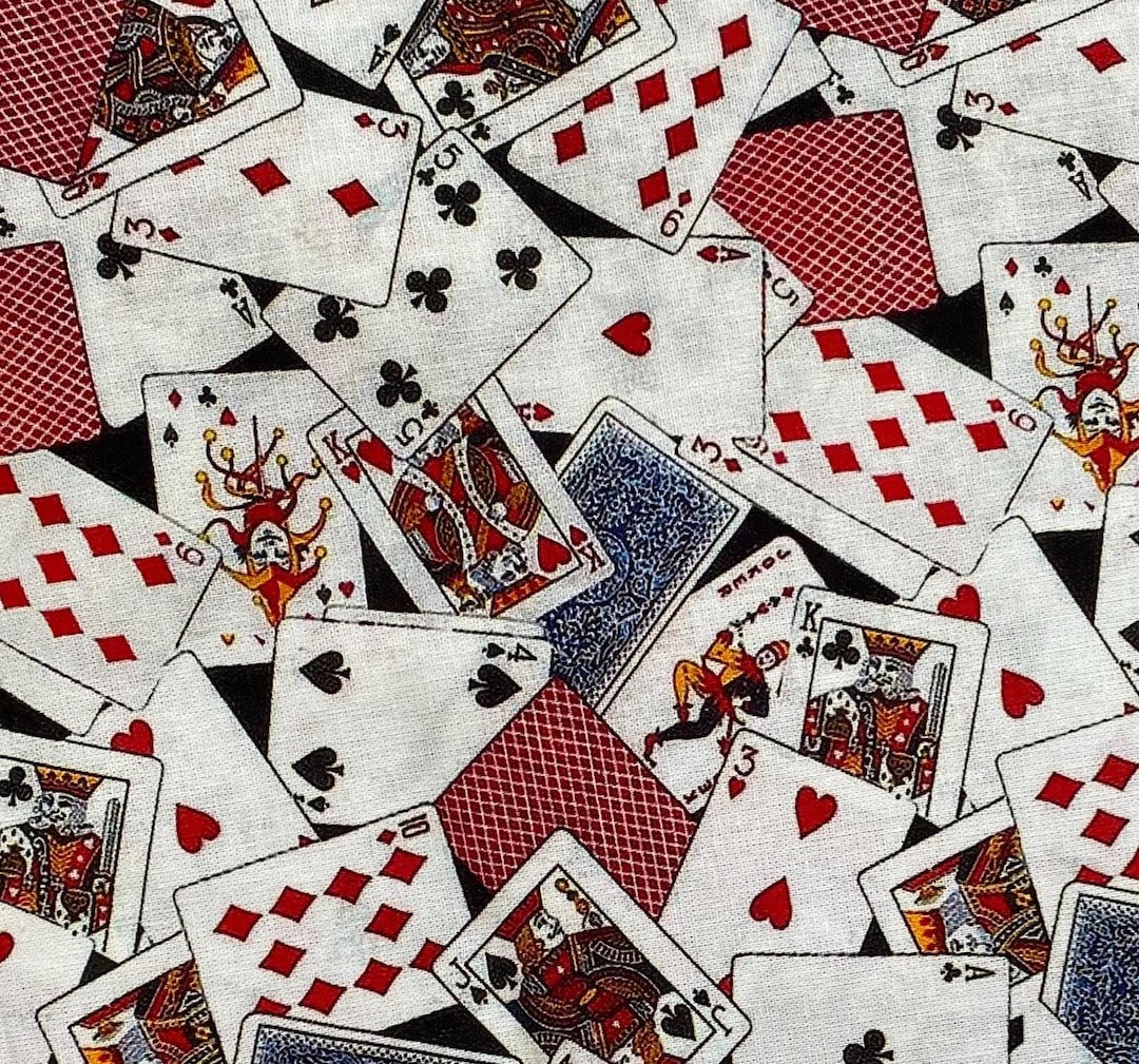 Playing Cards Fabric 100% Cotton Fabric Fat Quarters Eighths Tumbler ...