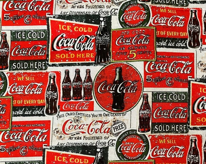 Coca Cola Fabric 100% Cotton Fabric by the Yard Coke Fabric Vintage ...