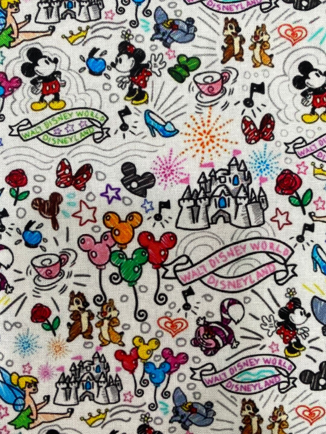 Disney Character Fabric Collage 100% Cotton Fabric by the Yard Disney ...