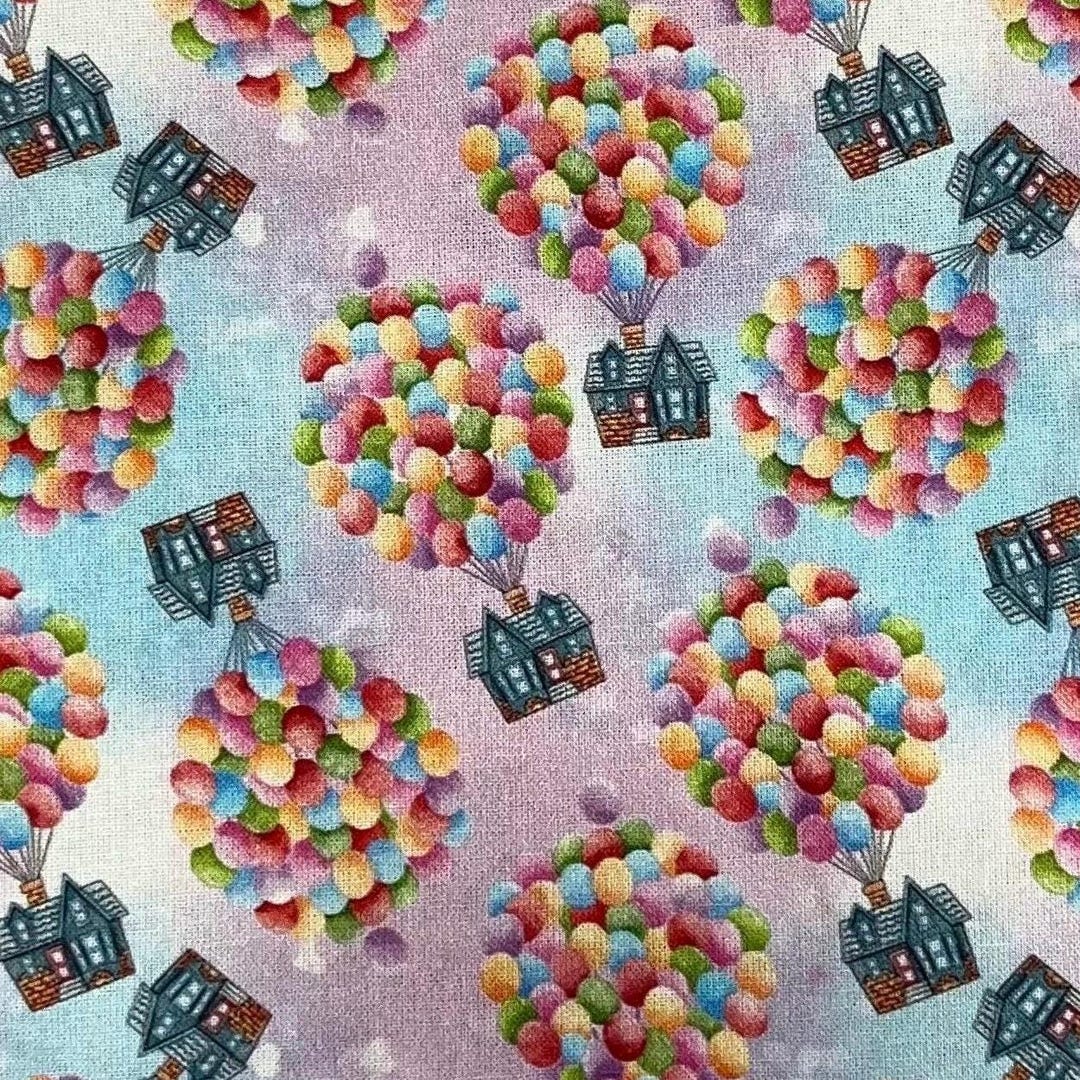 Disney UP Fabric 100 % Cotton Fabric by the Yard Flying Balloons House ...