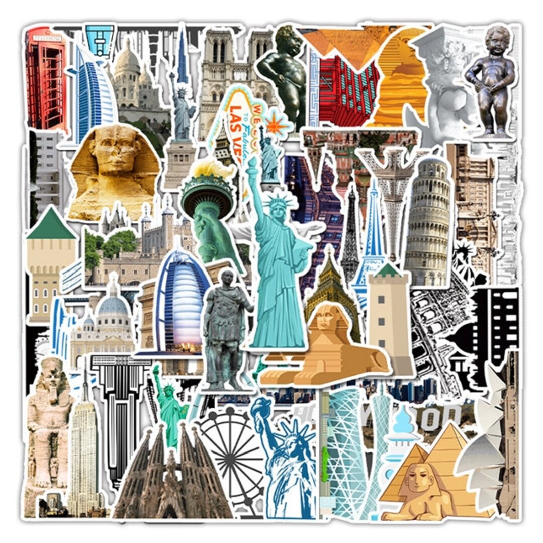 Large Landmarks Stickers | Water Resistant | Laptop | Water Bottle ...