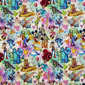 Disney Character Fabric 100% Cotton Fabric by the Yard Princess Mickey ...