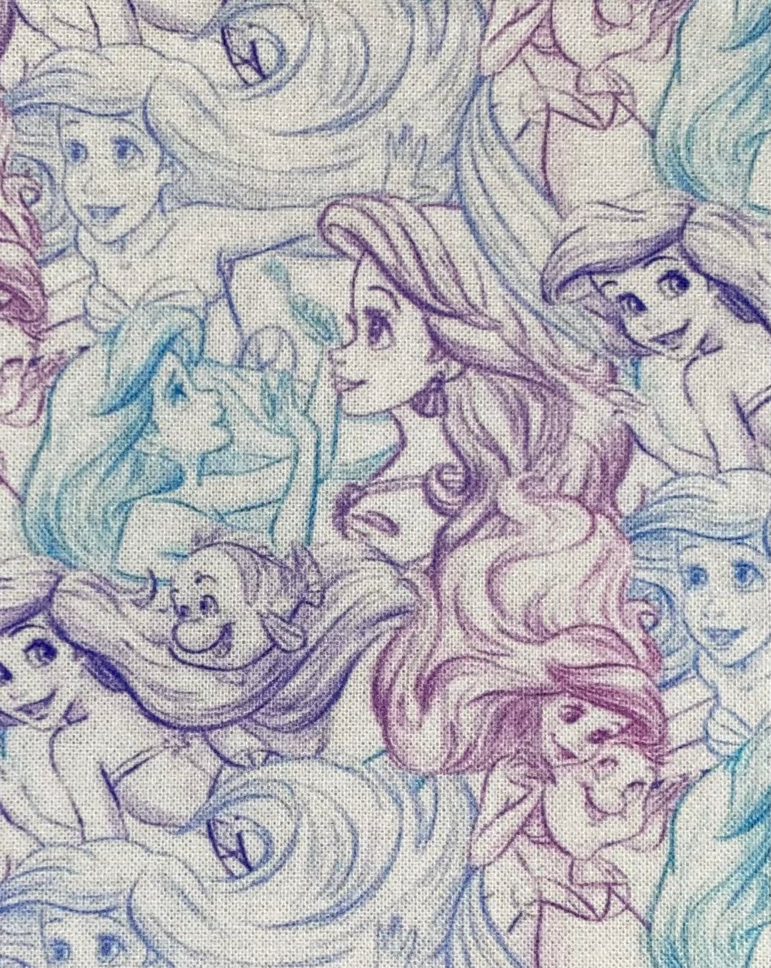 Disney Ariel Fabric Little Mermaid Cotton Fabric by the Yard Pastel ...