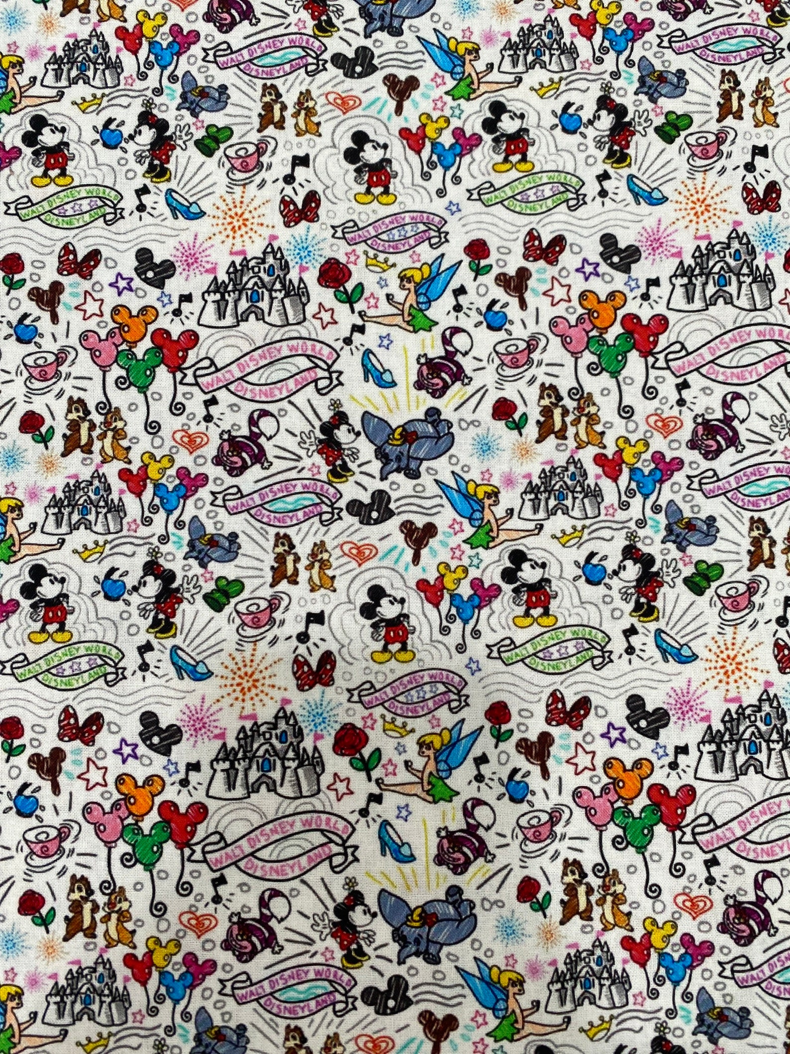 Disney Character Fabric Collage 100% Cotton Fabric by the Yard Disney ...