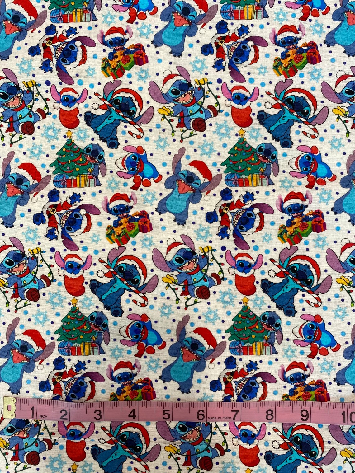 Disney Stitch Fabric 100% Cotton Fabric by the Yard Stitch Christmas ...