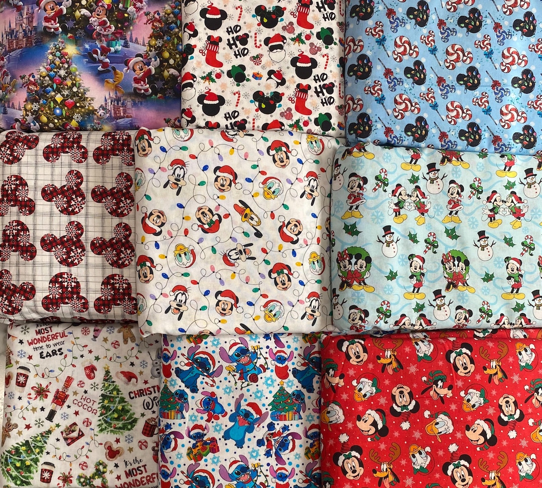 8 Disney Christmas Fat Quarters Bundle 100% Cotton Fabric Bundle ...