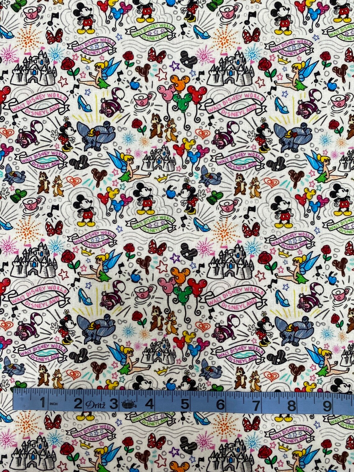 Disney Character Fabric Collage 100% Cotton Fabric by the Yard Disney ...
