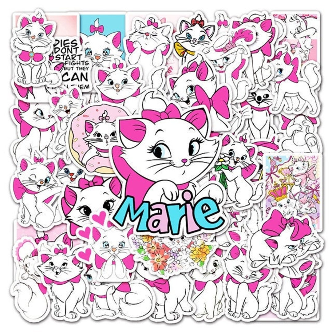 Disney Marie Stickers Pack | Water Resistant | Laptop Stickers | Water ...