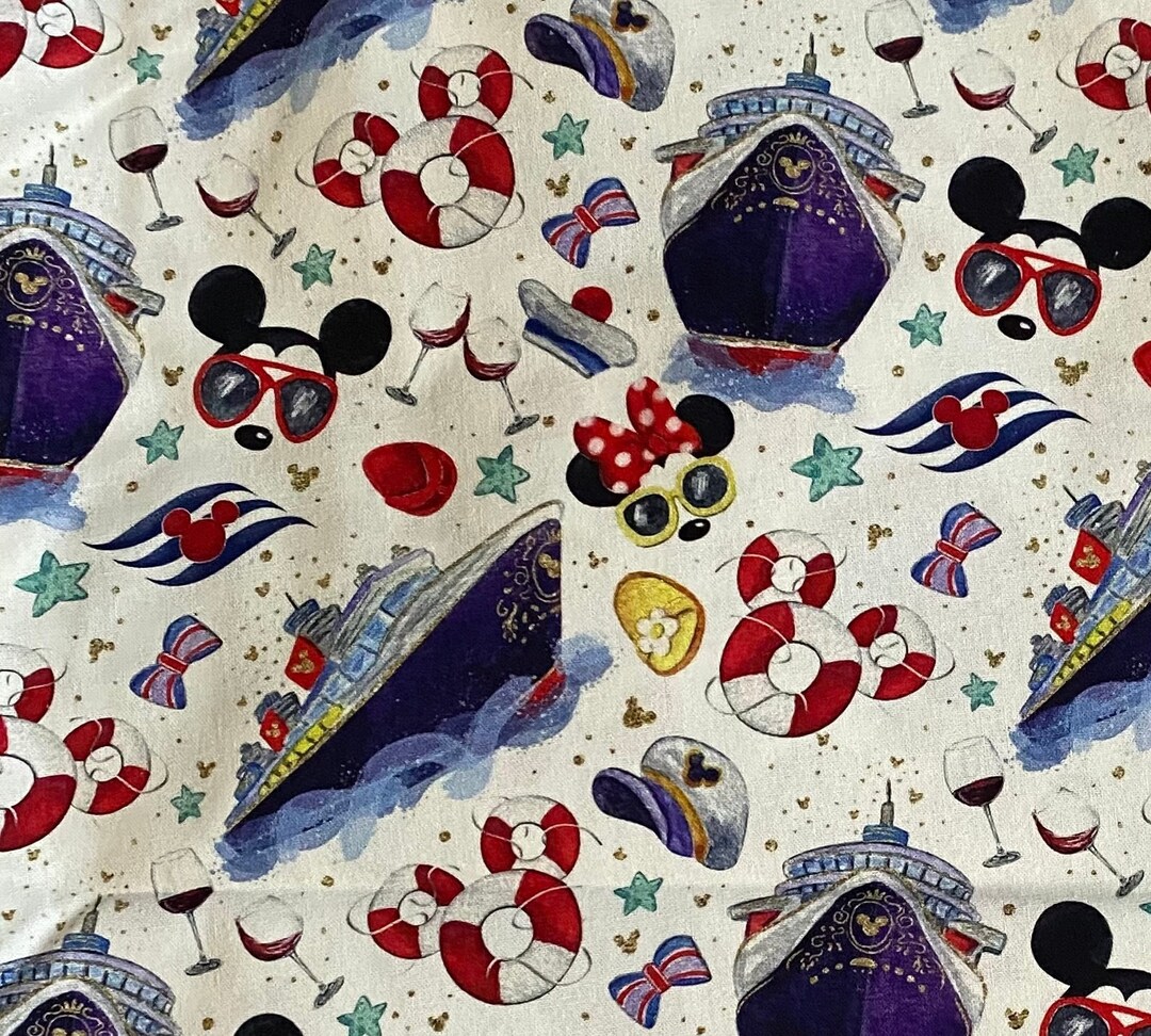 Disney Cruise Fabric 100% Cotton Fabric Fat Quarter Tumbler Cut Cartoon ...