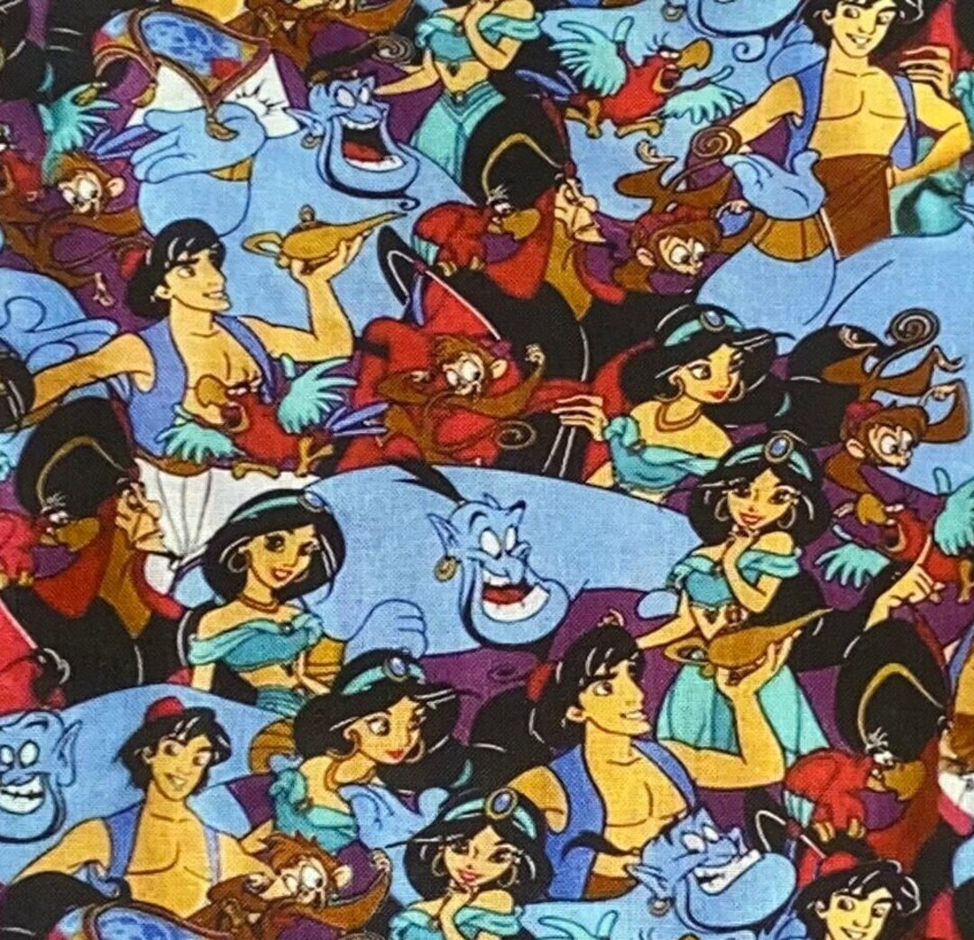 Aladdin Fabric 100% Cotton Fabric Fat Quarter Tumbler Cut Disney ...