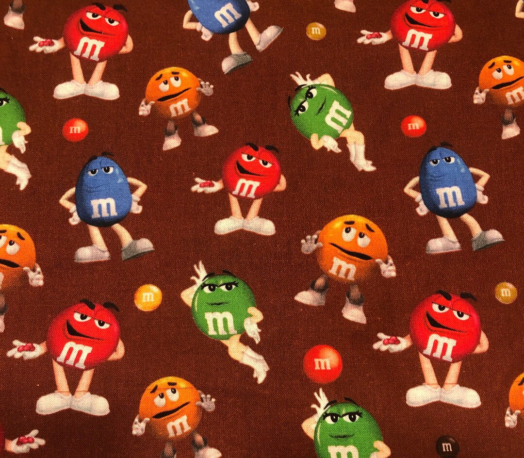 18" X 10" M&M Fabric 100% Cotton Fabric Remnant Chocolate Candy Candies ...