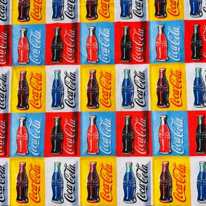 18x10" Coca Cola Fabric 100% Cotton Fabric Remnant Inspired by Vintage ...